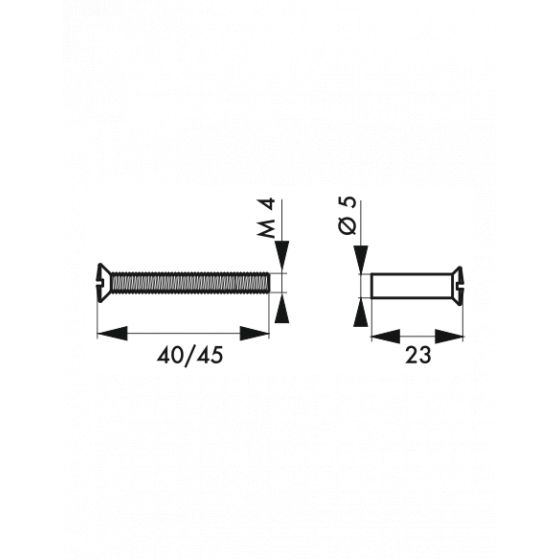 Vis 4X40 mm pour poignée de porte intérieure pour ensemble chromé et ...